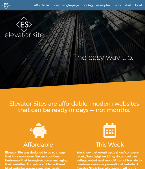 Elevator Site - The Fast, Quick, Cheap Web Site Solution based in ...